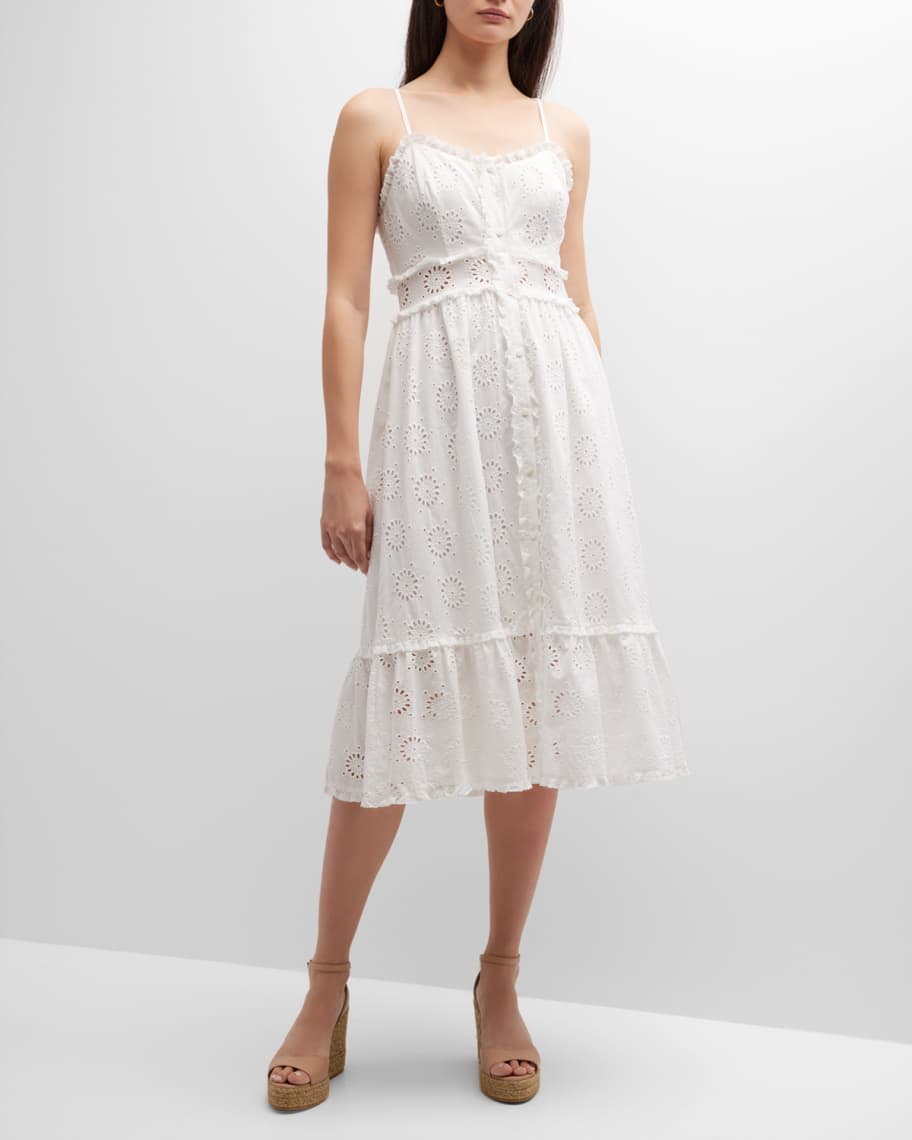 Stellah Eyelet Trimmed Cami Midi Dress | Neiman Marcus