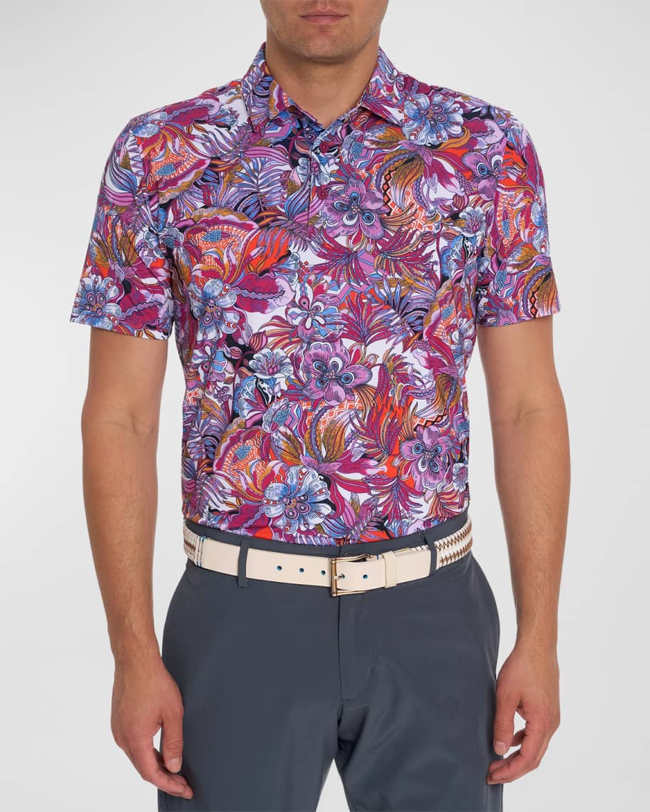 Robert Graham Men's Roxberry Performance-Stretch Polo Shirt | Neiman Marcus