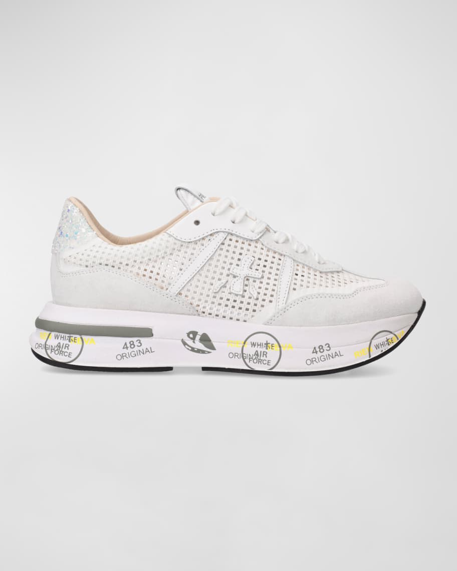 Premiata Cassie Mixed Media Trainer Sneakers | Neiman Marcus