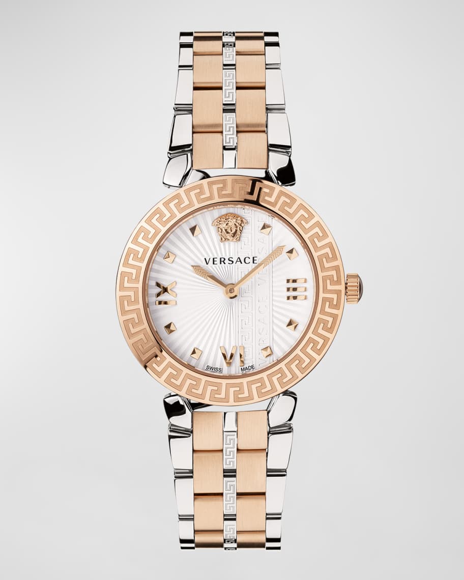 Versace 36mm Greca Icon Bracelet Watch, Two-Tone | Neiman Marcus