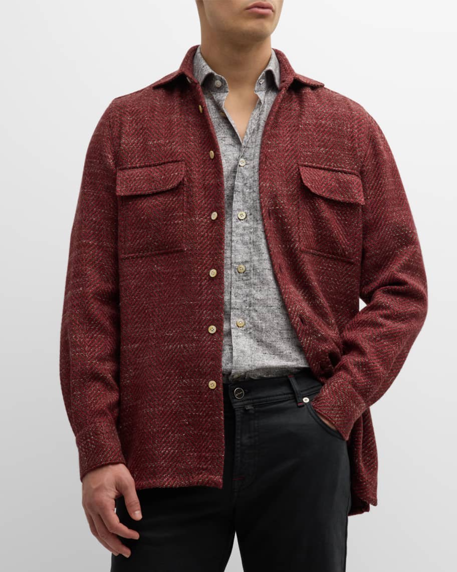 Kiton Men's Chevron Overshirt | Neiman Marcus