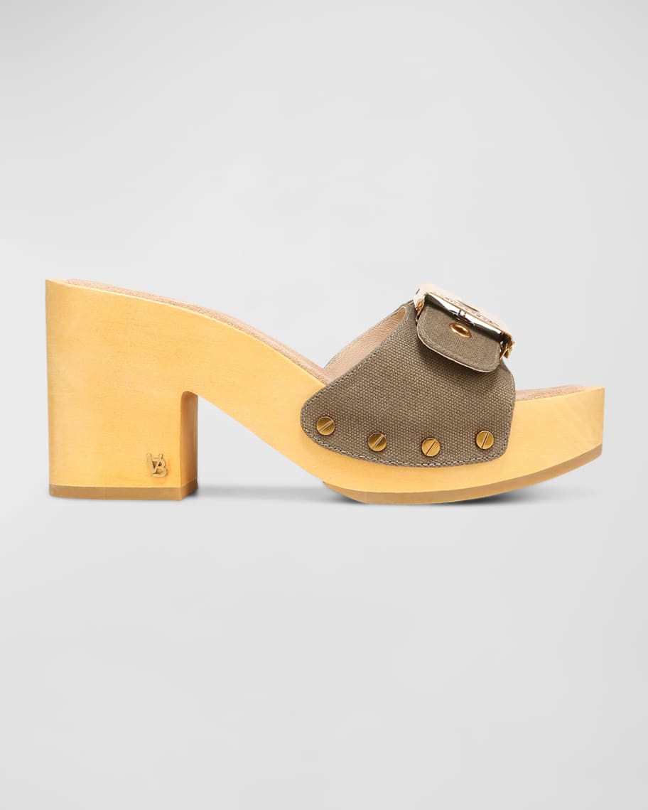 Veronica Beard x Dr Scholl’s Hula Cotton Buckle Mule Clogs | Neiman Marcus