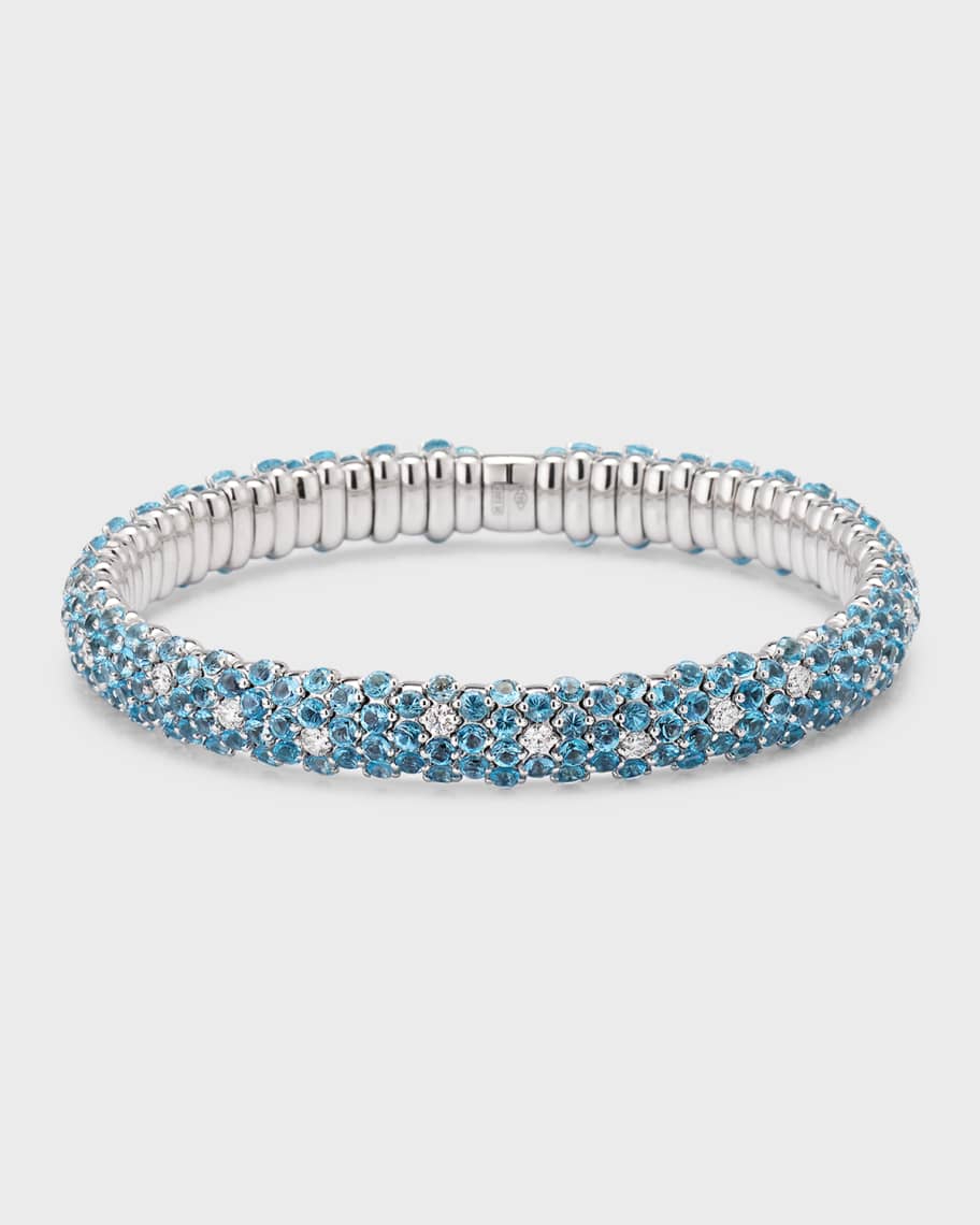 ZYDO 18k White Gold Blue Topaz and Diamond Bracelet | Neiman Marcus