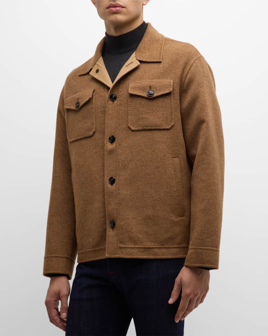 Kiton Men's Wool-Cashmere Overshirt | Neiman Marcus