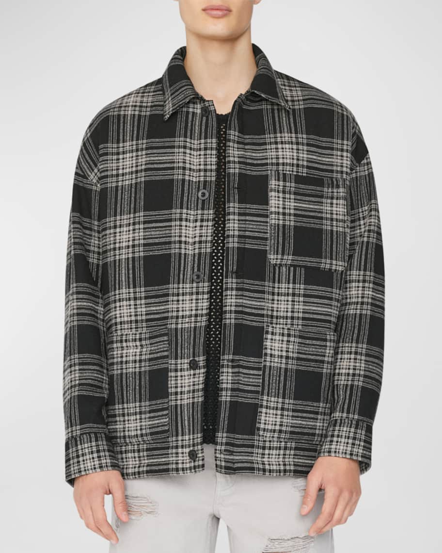 FRAME Men's Soft Padded Check Overshirt | Neiman Marcus