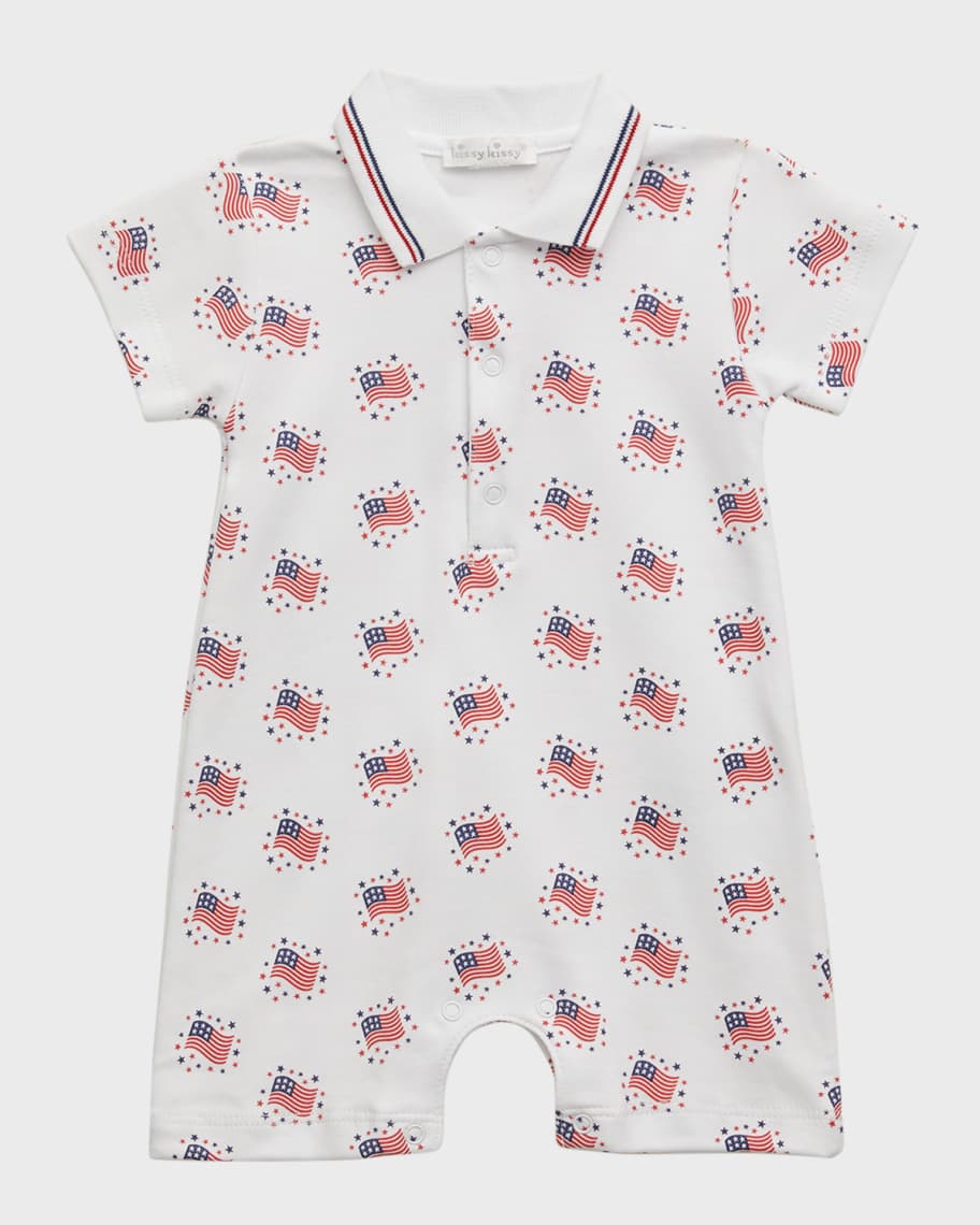 Kissy Kissy Kid's Essence Of America Printed Shortall, Size 3M-24M ...