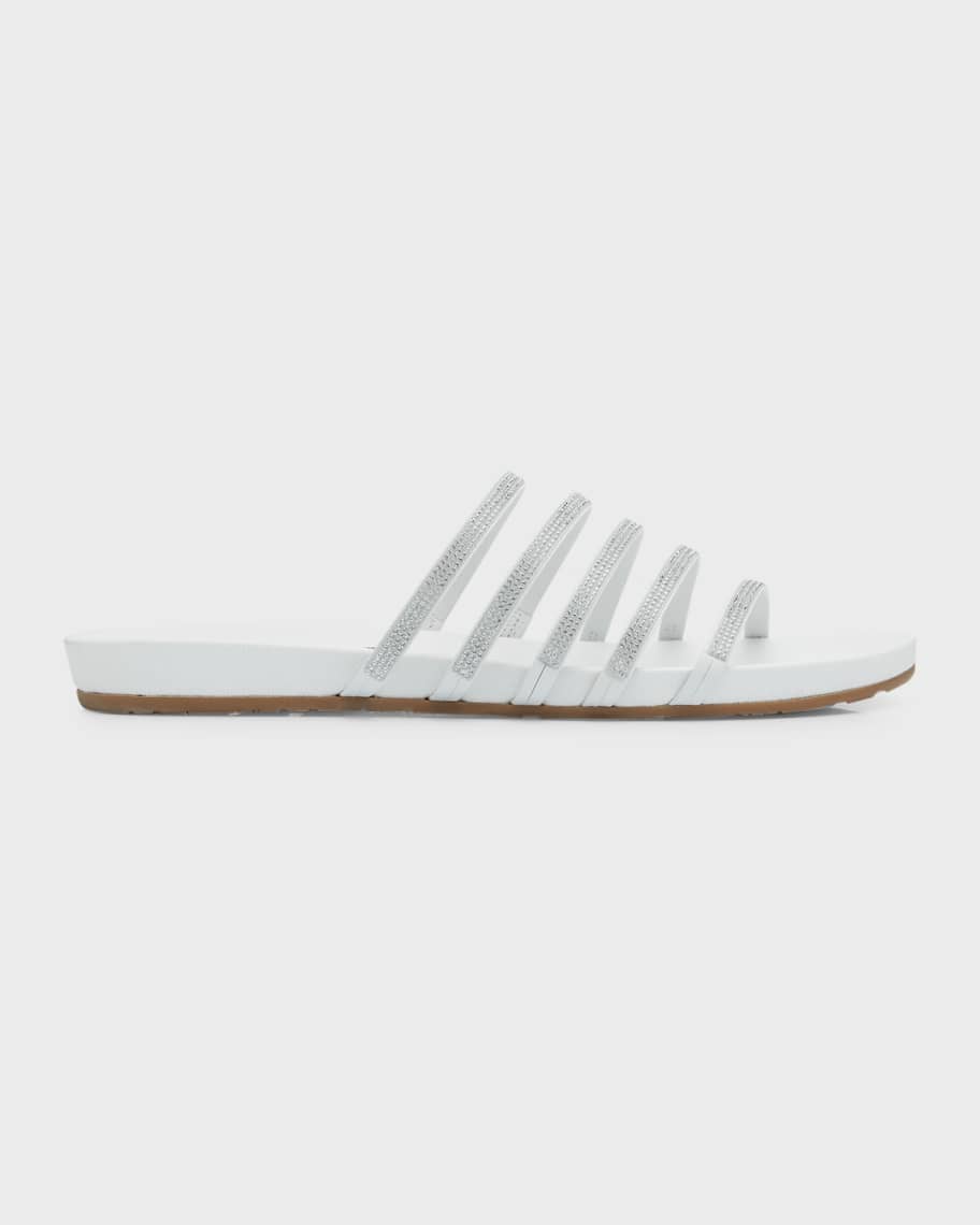 Pedro Garcia Galla Crystal Five-Band Slide Sandals | Neiman Marcus