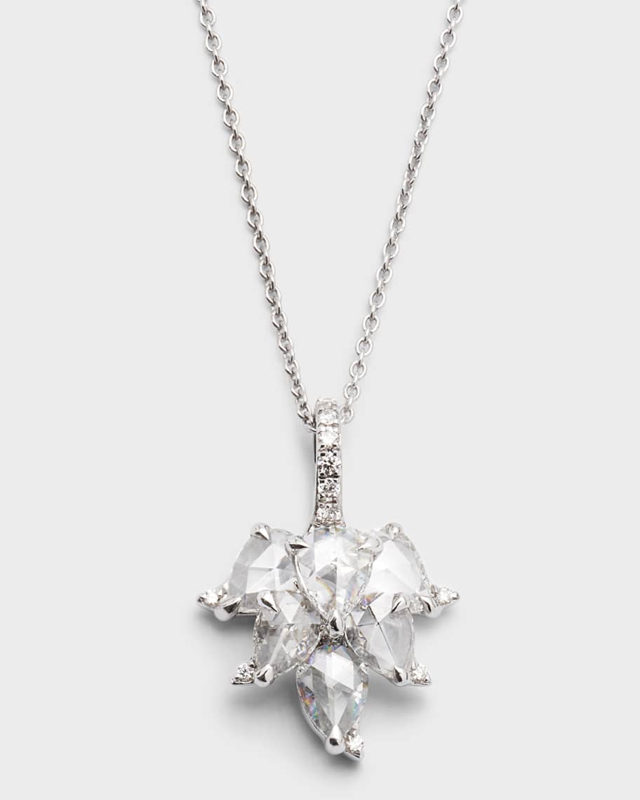 64 Facets 18k White Gold Lotus Diamond Pendant | Neiman Marcus