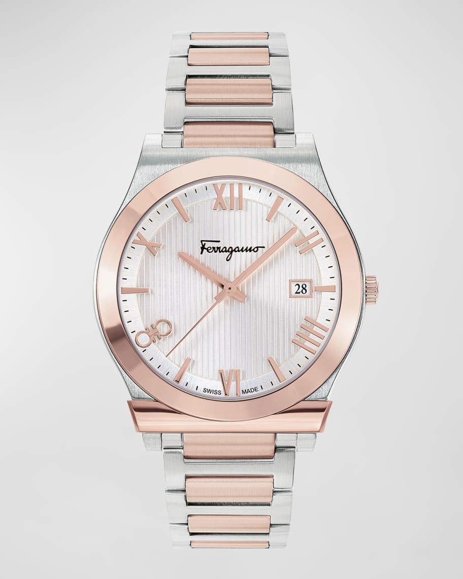 Ferragamo Men's Gancini Two-Tone Bracelet Watch, 41mm | Neiman Marcus