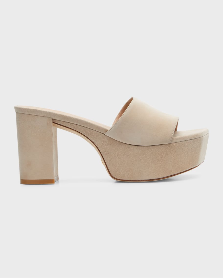 Stuart Weitzman Square High Suede Platform Sandals | Neiman Marcus