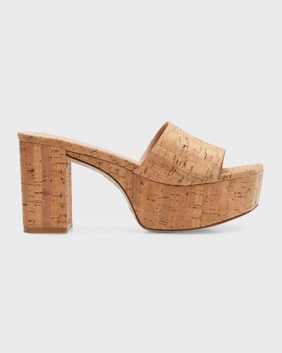 Stuart Weitzman Square High Cork Platform Sandals | Neiman Marcus