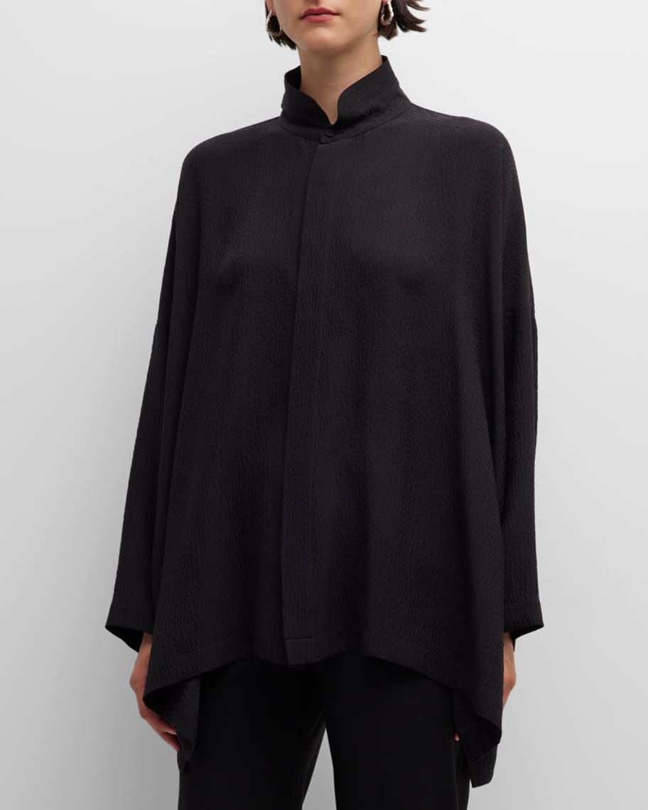 Eskandar Wide Button-Sewn Shirt with Long Back | Neiman Marcus