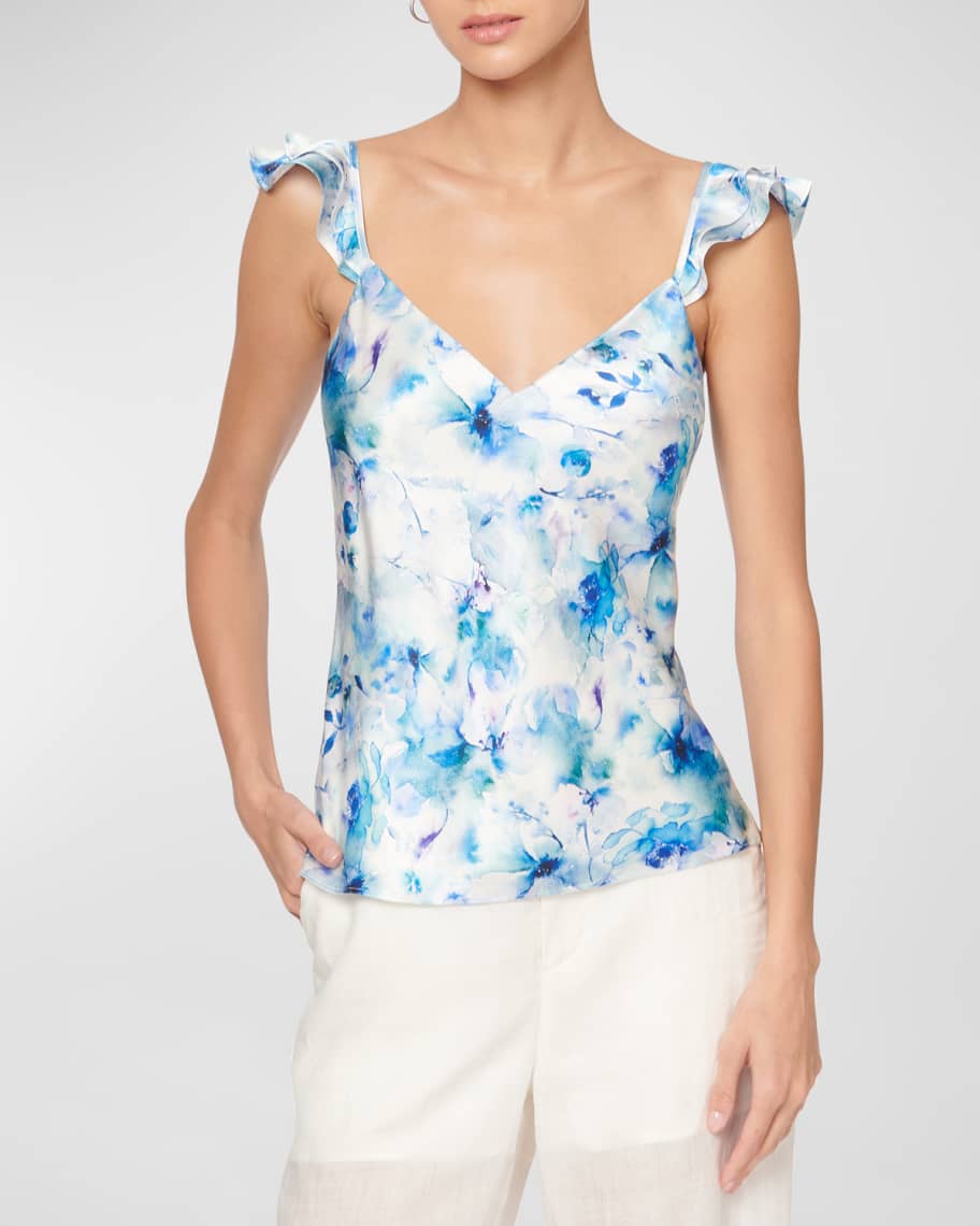 Cami NYC Damaris Ruffle-Strap Silk Charmeuse Cami | Neiman Marcus