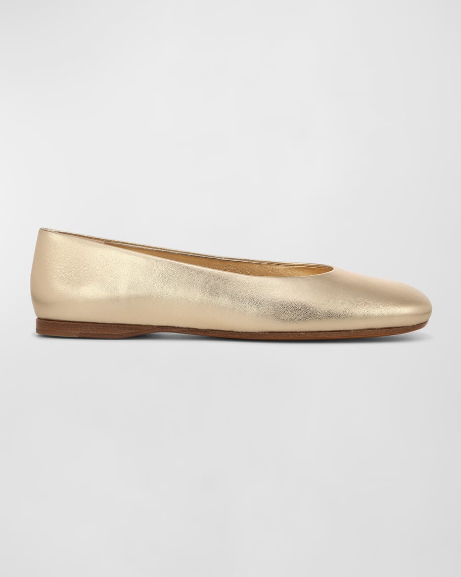 Vince Leah Metallic Square-Toe Ballerina Flats | Neiman Marcus