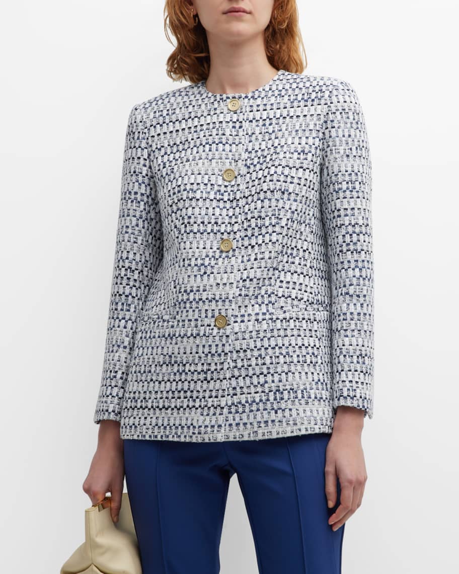 Lafayette 148 New York Tailored Button-Down Tweed Jacket | Neiman Marcus