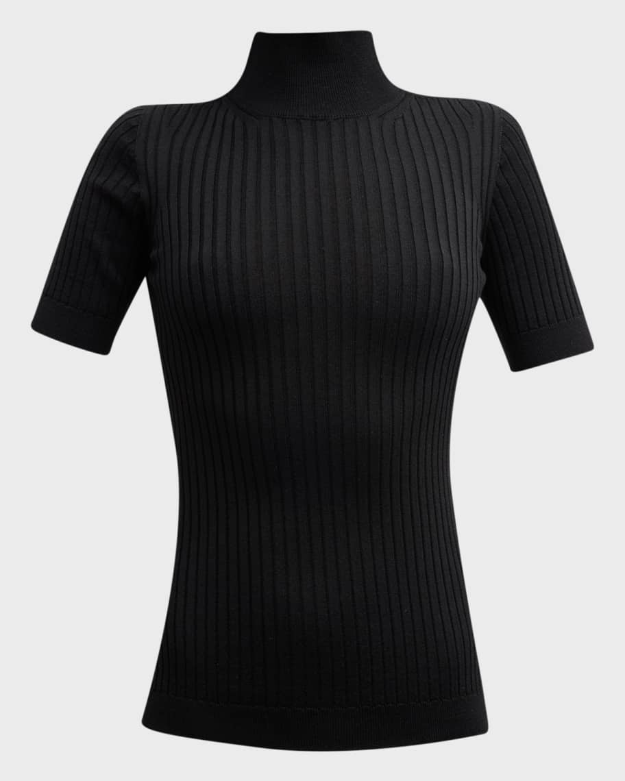 Versace Seamless Ribbed Mock-Neck Sweater | Neiman Marcus
