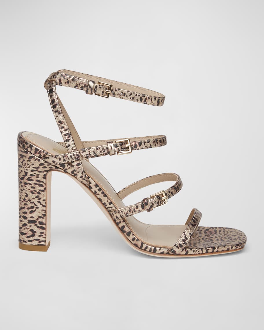 PAIGE Shannon Animal-Print Buckle Sandals | Neiman Marcus
