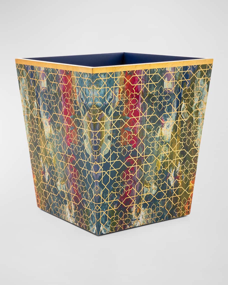 MacKenzie-Childs Mosaic Abstract Lacquer Waste Bin | Neiman Marcus