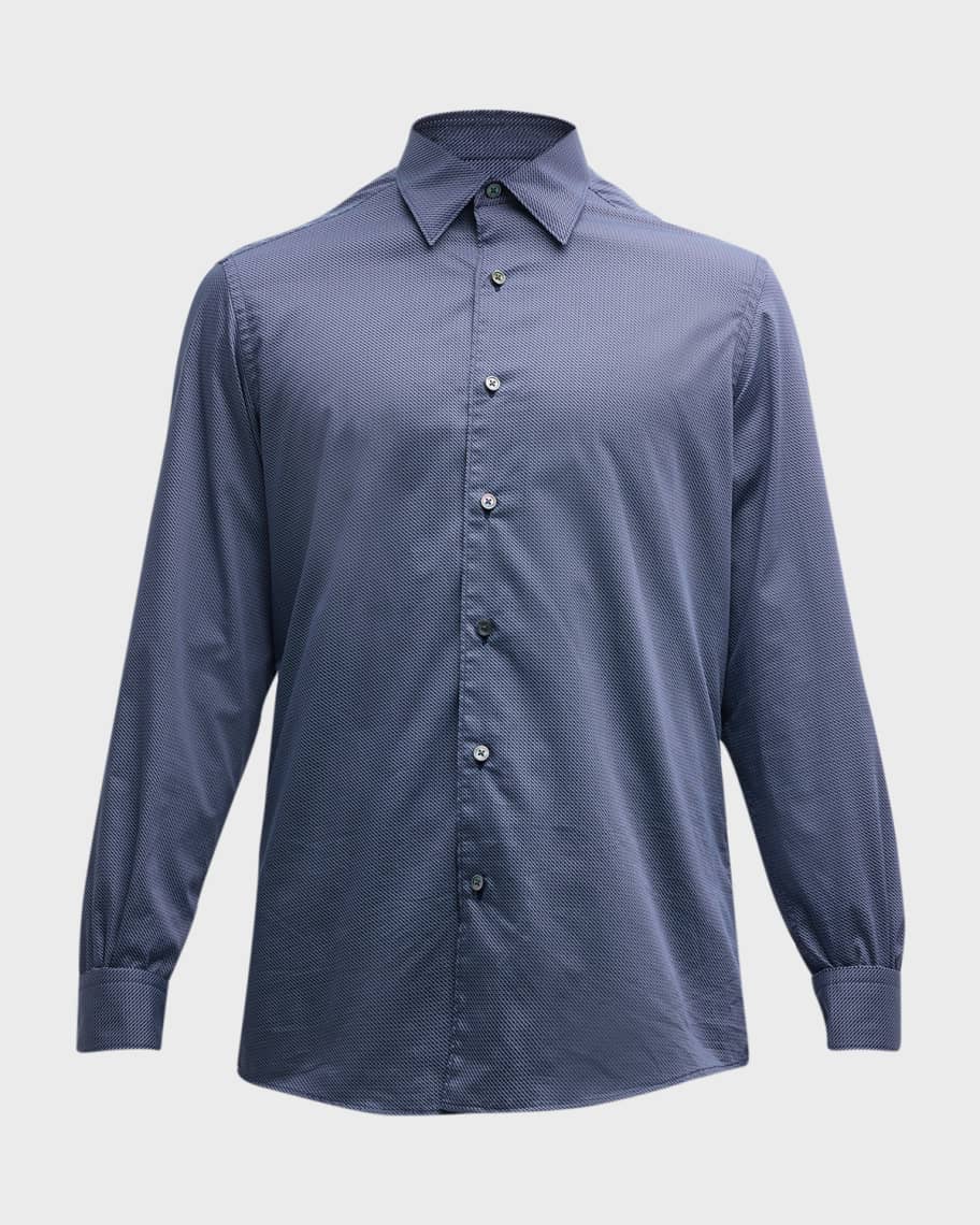 ZEGNA Men's Micro-Print Cotton Shirt | Neiman Marcus