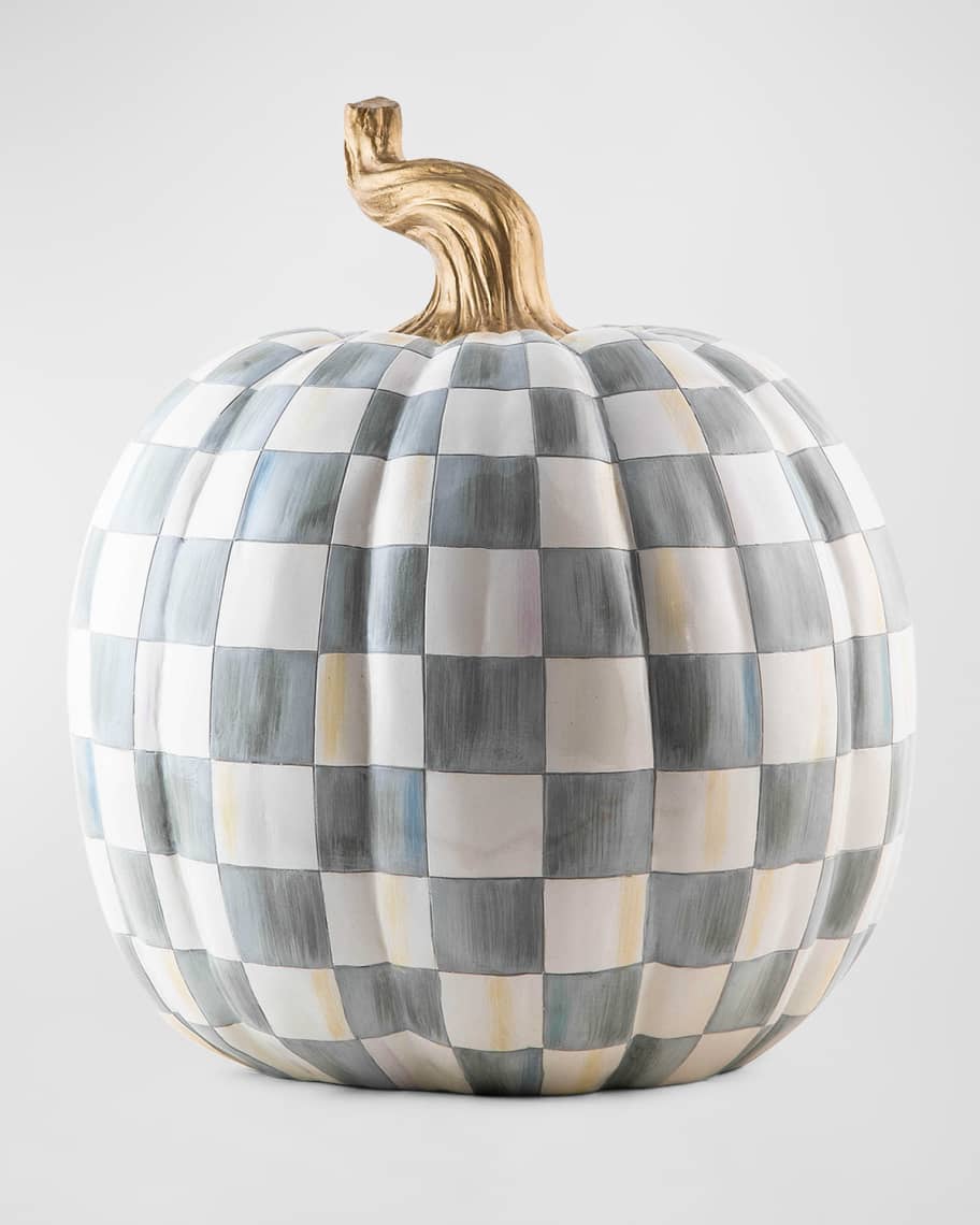 MacKenzie-Childs Sterling Check Pumpkin, Large | Neiman Marcus