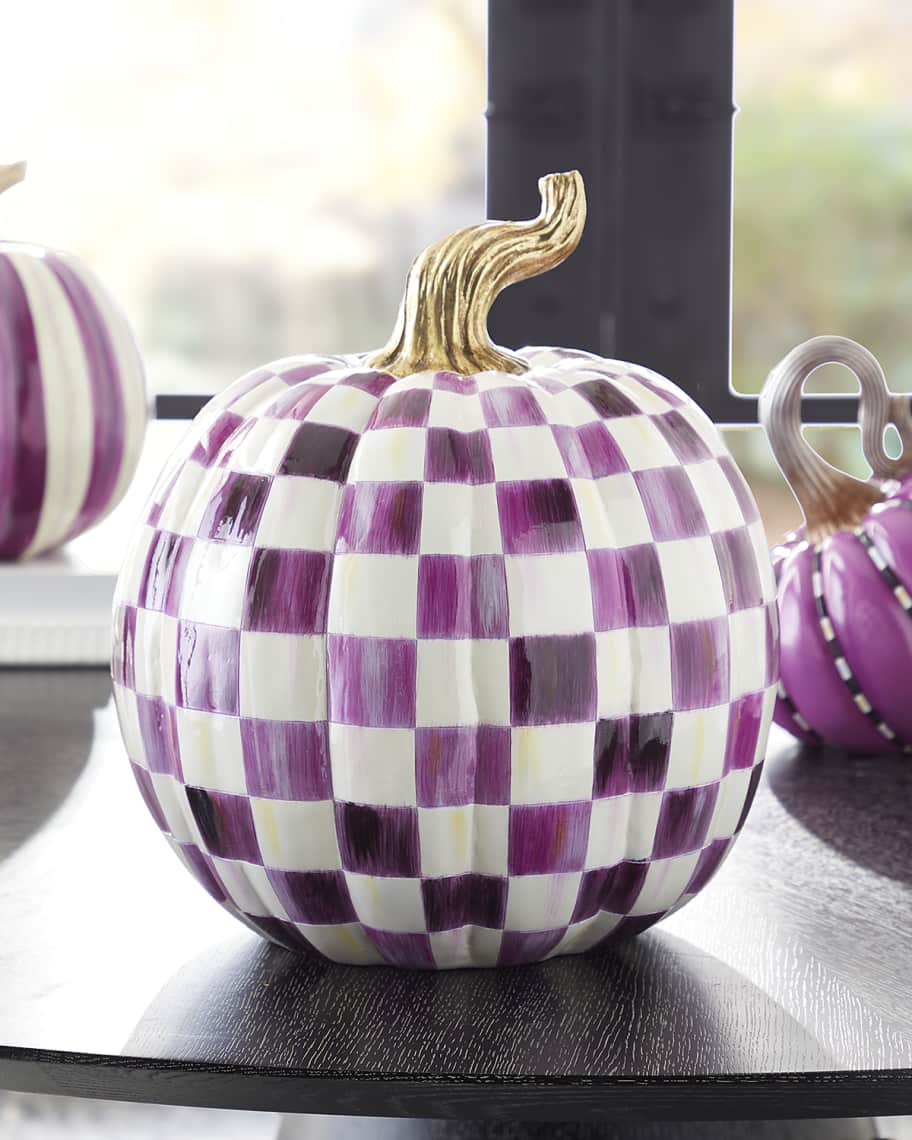 MacKenzie-Childs Plum Check Pumpkin, Large | Neiman Marcus