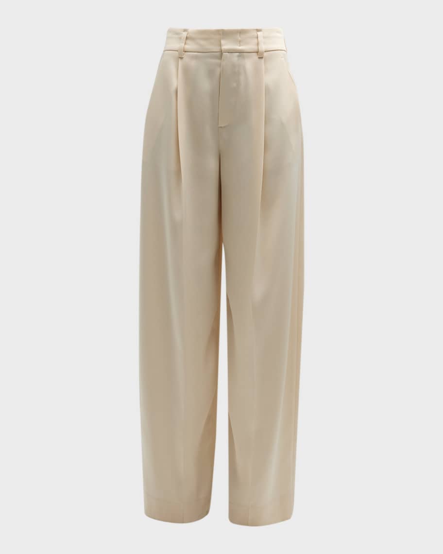 Vince Silk Satin Pleated Wide-Leg Pants | Neiman Marcus