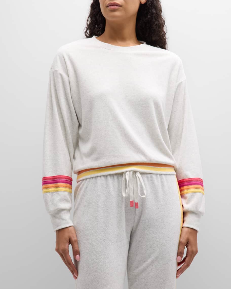 PJ Salvage Sporty Stripe Crewneck Sweatshirt | Neiman Marcus