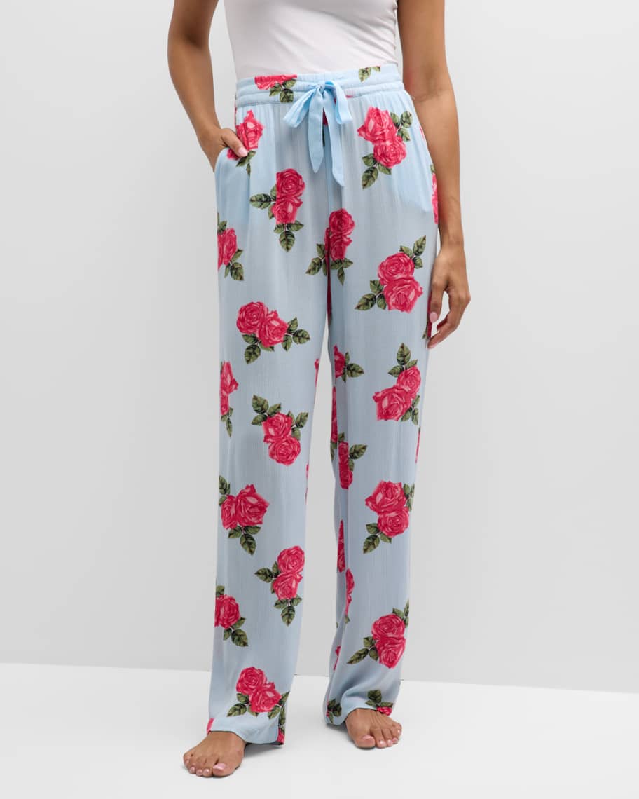 PJ Salvage Rose in the USA Floral-Print Lounge Pants | Neiman Marcus