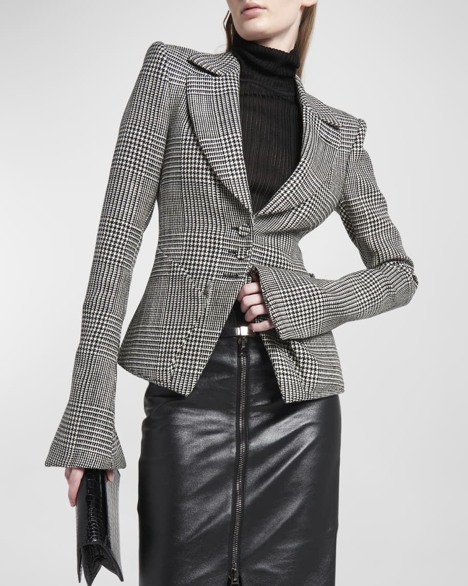 TOM FORD Prince of Wales Fitted Wool Blazer Jacket | Neiman Marcus