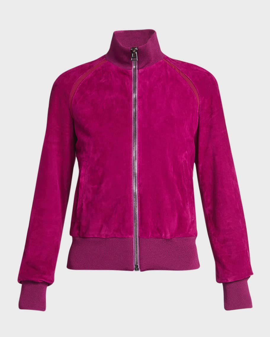 TOM FORD Suede Buffalo Leather Bomber Jacket | Neiman Marcus