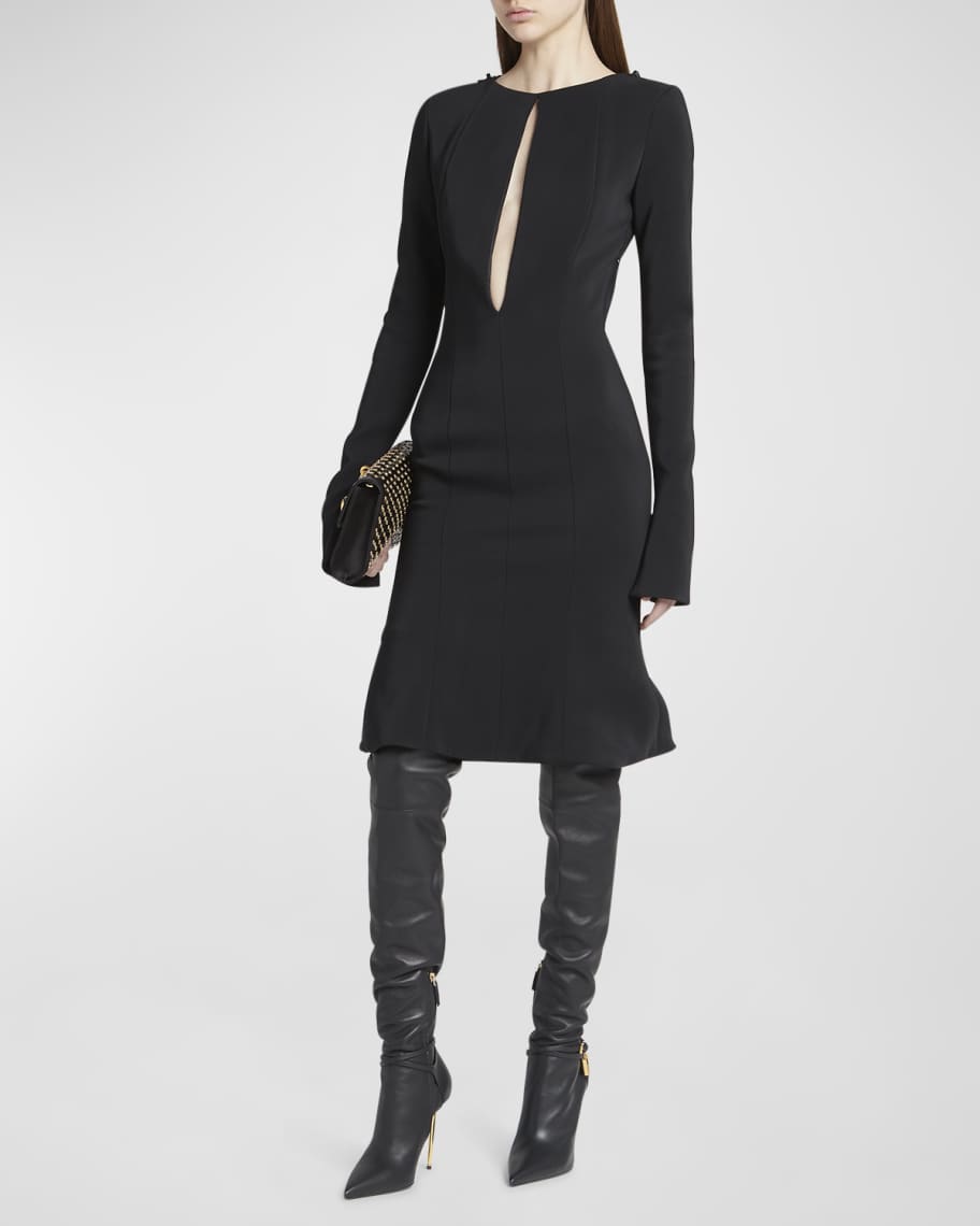 TOM FORD Zipper Keyhole Double Cady Dress | Neiman Marcus