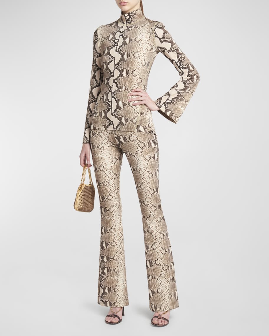 Stella McCartney Phyton Snake Print Jersey Top with Flare Sleeves ...