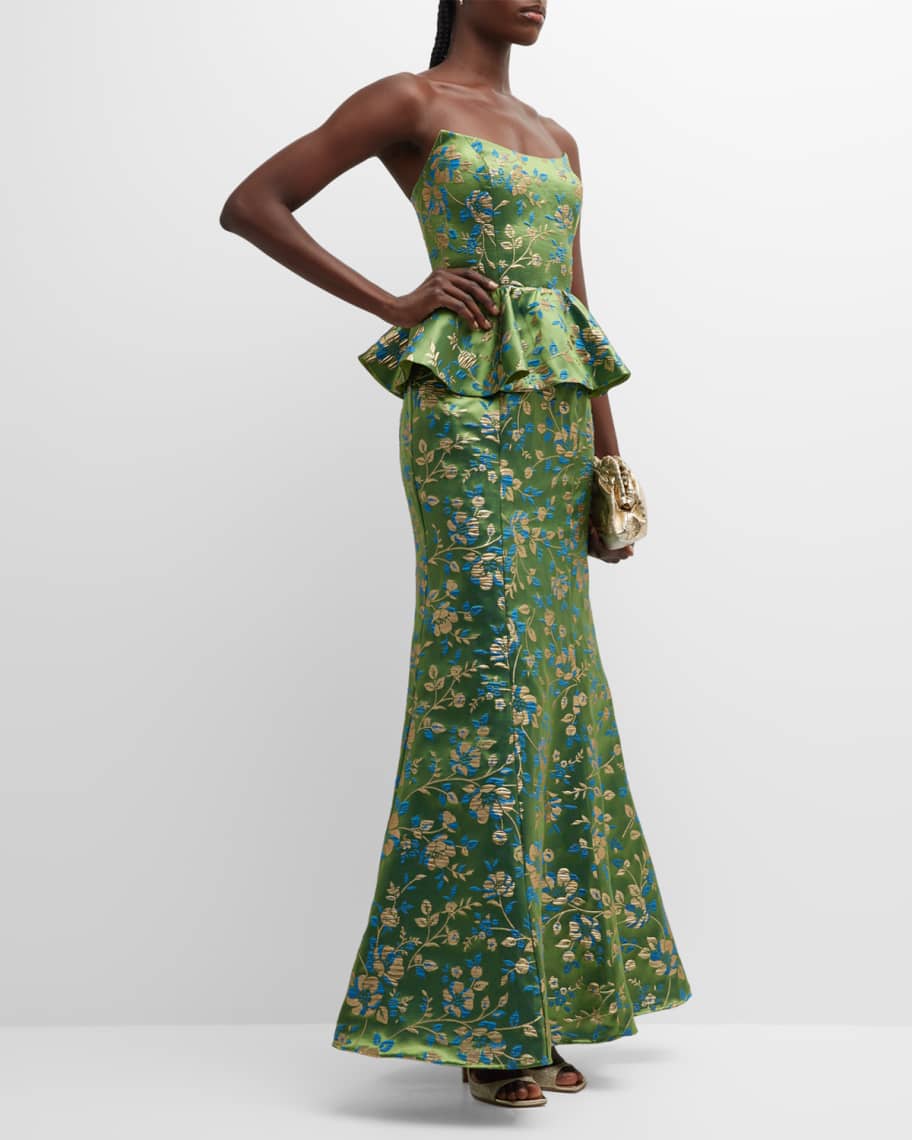 Marchesa Notte Briar Rose Strapless Floral Jacquard Gown | Neiman Marcus