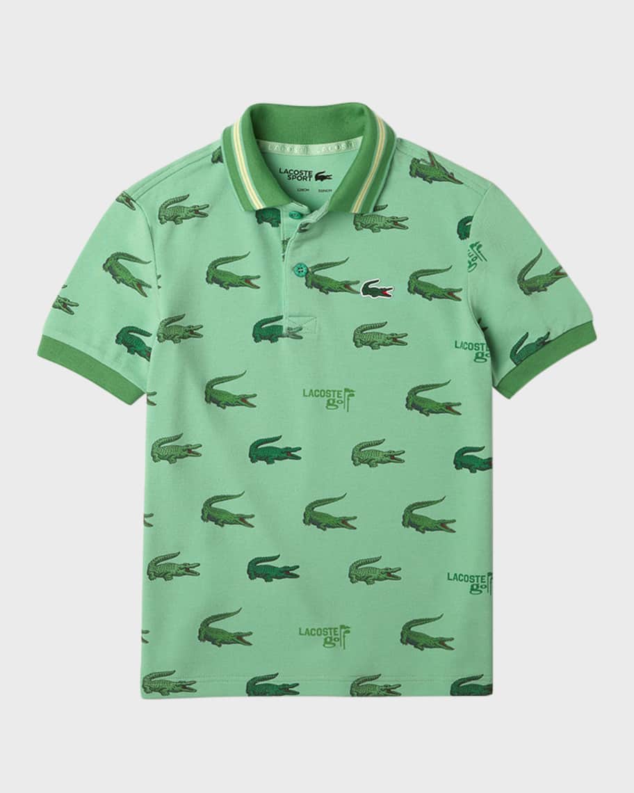 Lacoste Boy's Crocodile Graphic Pique Polo Shirt, Size 4-8 | Neiman Marcus