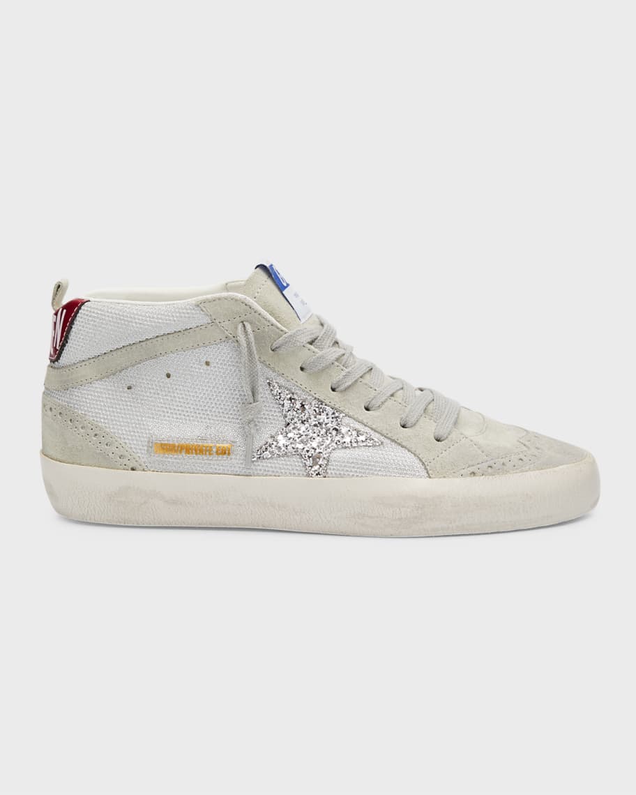 Golden Goose Mid Star Metallic Suede Wing-Tip Sneakers | Neiman Marcus