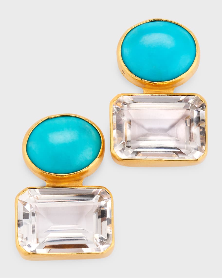 Dina Mackney Turquoise and Quartz Earrings | Neiman Marcus
