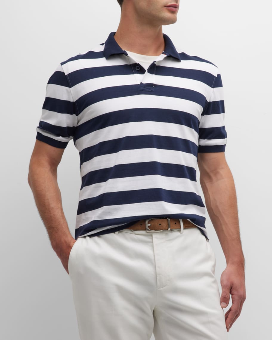 Brunello Cucinelli Men's Slim Fit Stripe Polo Shirt | Neiman Marcus