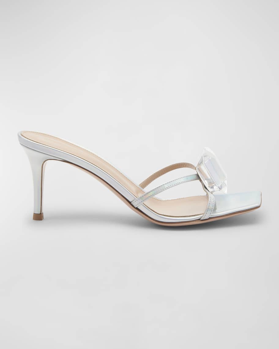 Gianvito Rossi 70mm Jewel Iridescent Leather Mule Sandals | Neiman Marcus