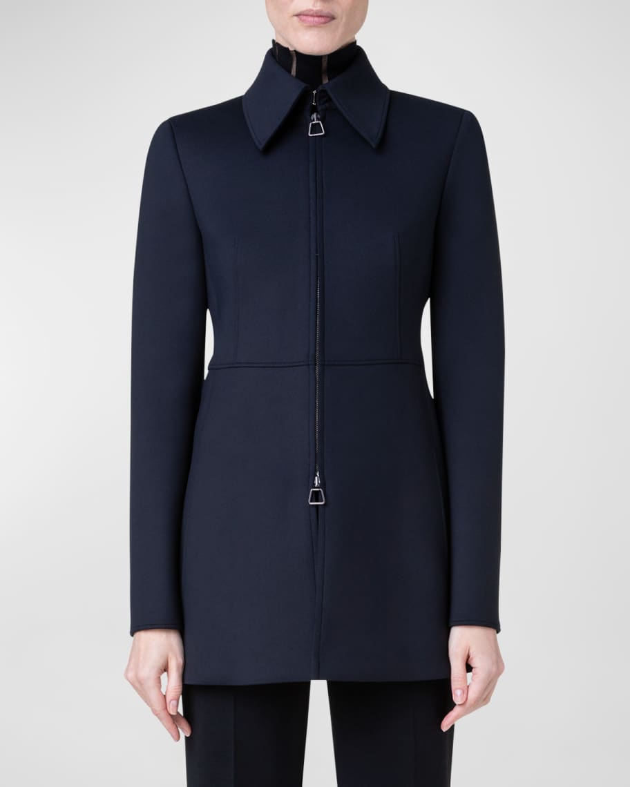 Akris Neoprene Fitted Top Coat | Neiman Marcus