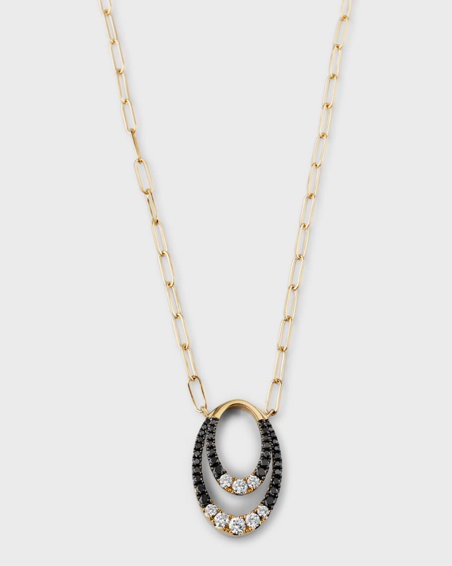 Frederic Sage 18K Yellow Gold Double Vertical Oval Necklace with Black ...