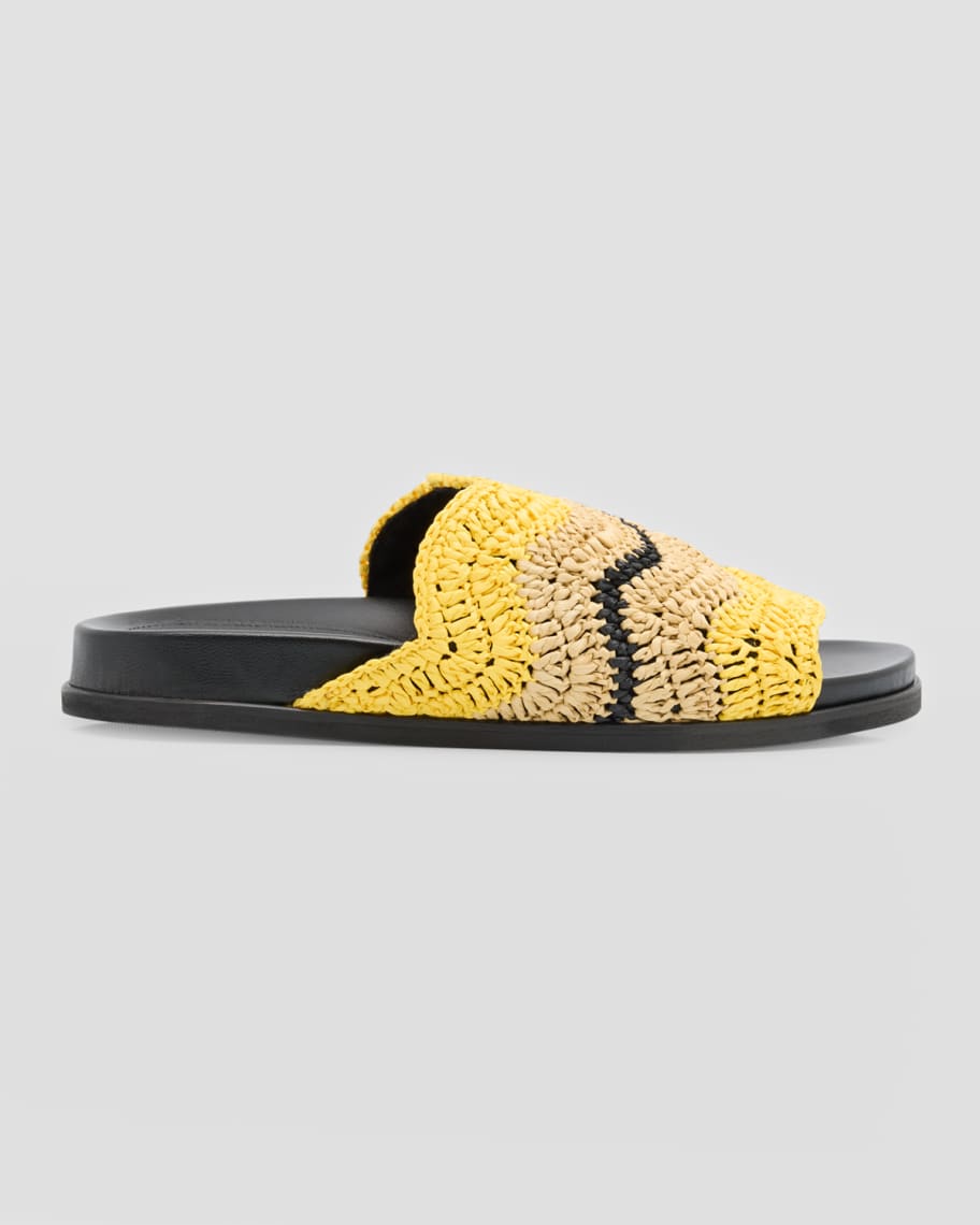 Marni Colorblock Woven Slide Sandals | Neiman Marcus