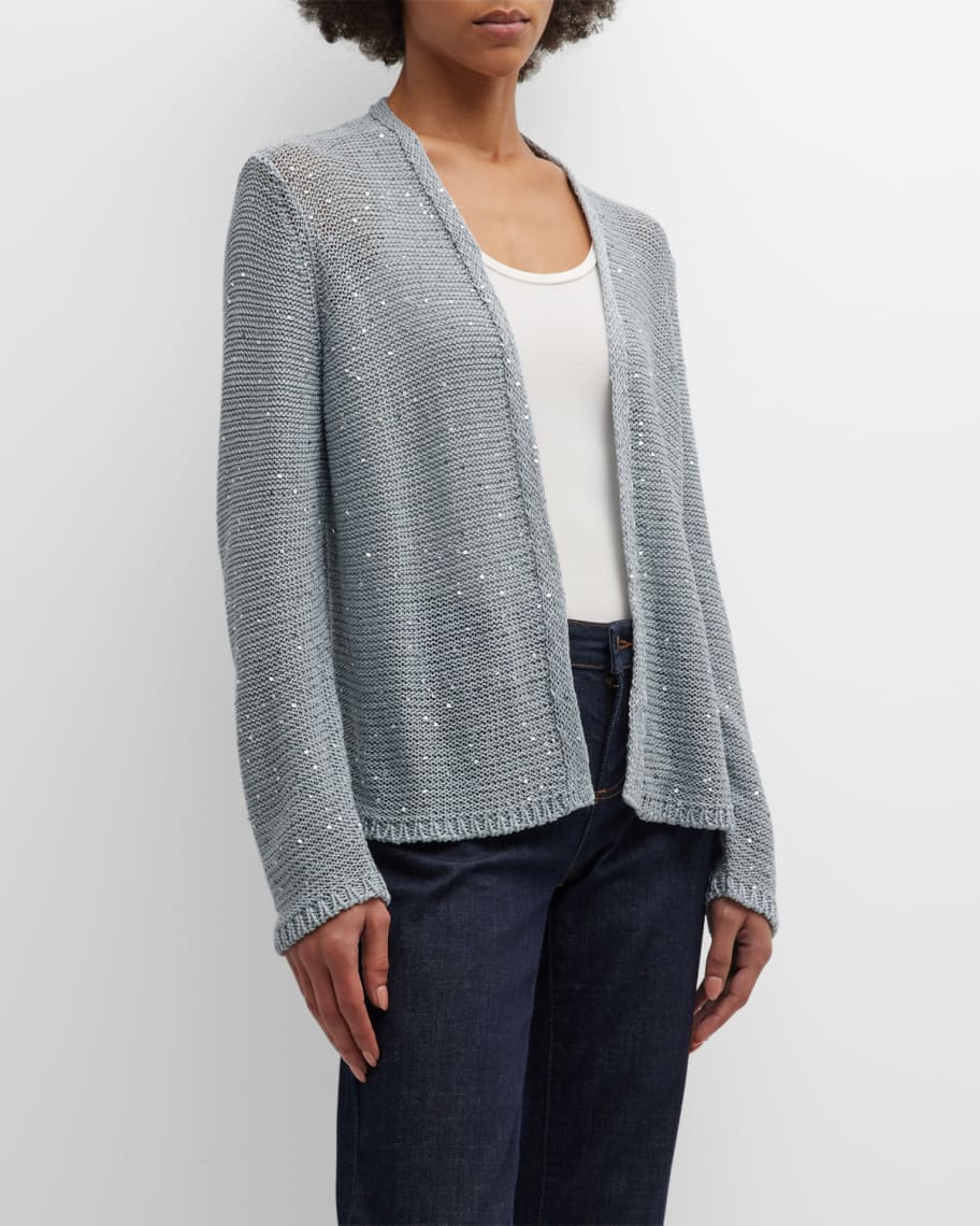 Eileen Fisher Open-Front Sequin Cardigan | Neiman Marcus