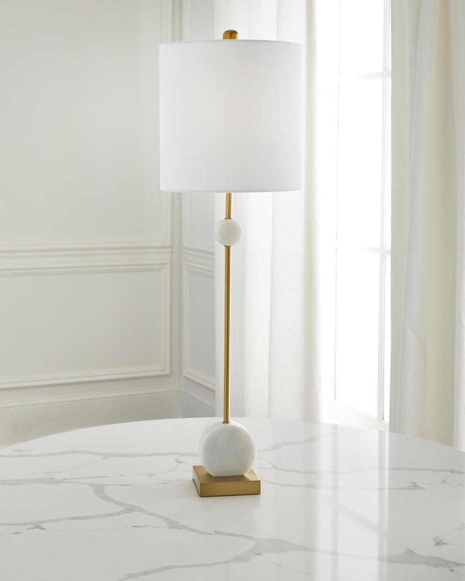 Old World Design Wren White Marble Disc Lamp | Neiman Marcus