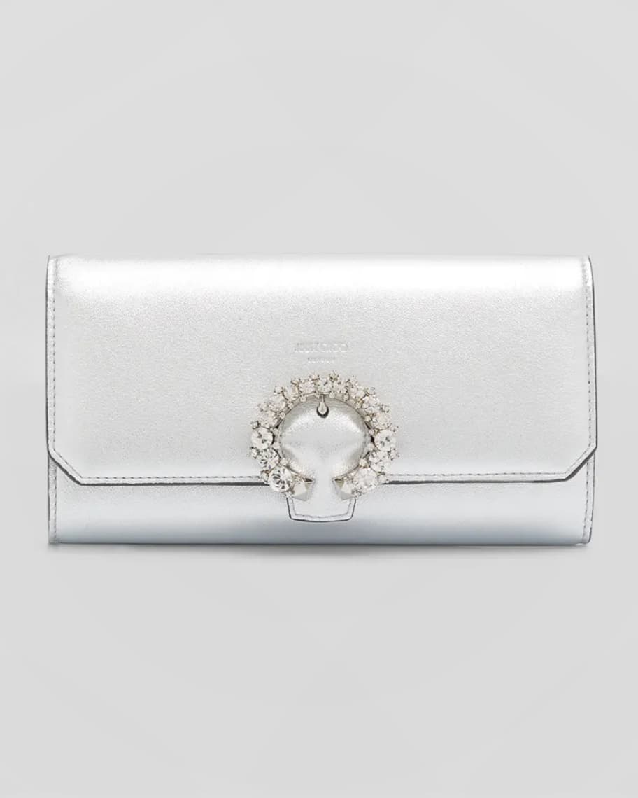 Jimmy Choo Madeline Mini Metallic Crystal Wallet with Chain | Neiman Marcus