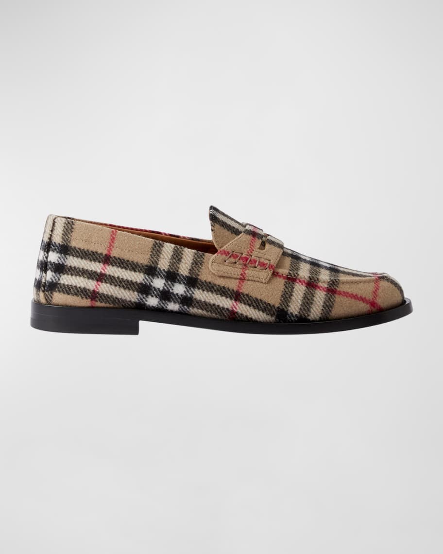 Burberry Hackney Check Penny Loafers | Neiman Marcus