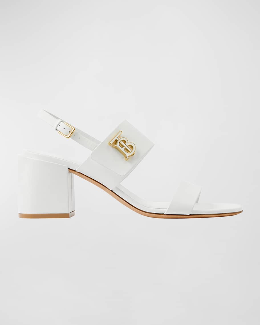 Burberry Virginia Leather Monogram Slingback Sandals | Neiman Marcus