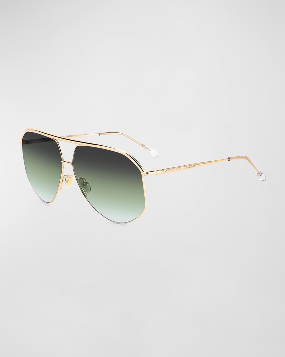 Isabel Marant Angular Stainless Steel Aviator Sunglasses | Neiman Marcus