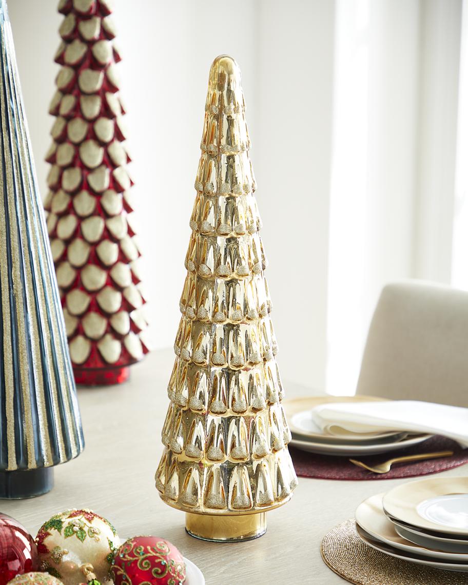 Neiman Marcus Shiny Golden Glitter & Glass Christmas Tree | Neiman Marcus