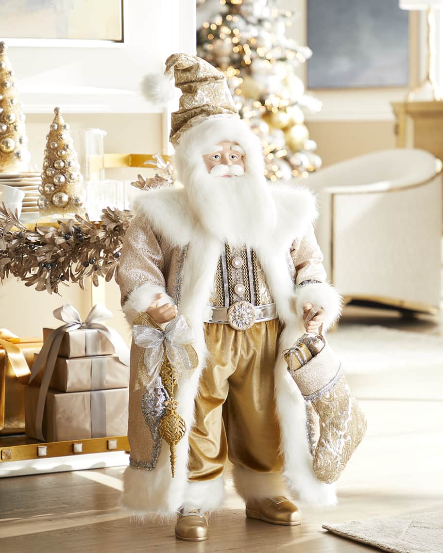 Neiman Marcus Silver & Gold Christmas Santa, 36" | Neiman Marcus