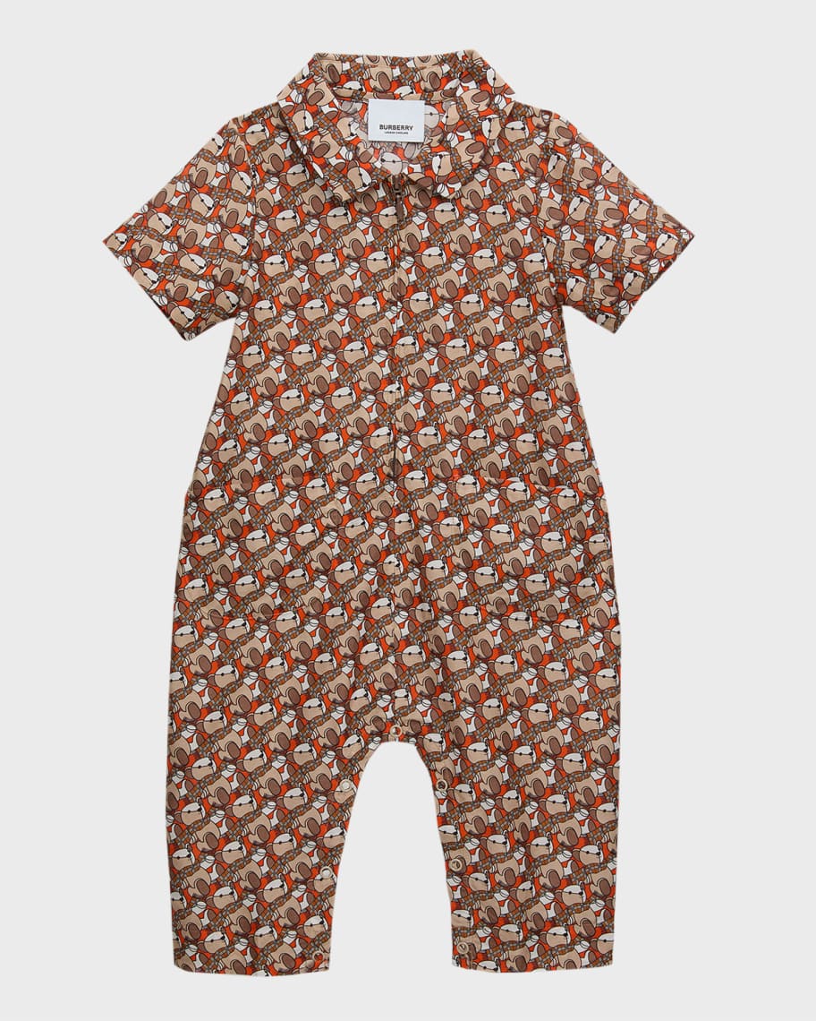 Burberry Kid's Andreas Bear-Print Coverall, Size Newborn-18M | Neiman ...